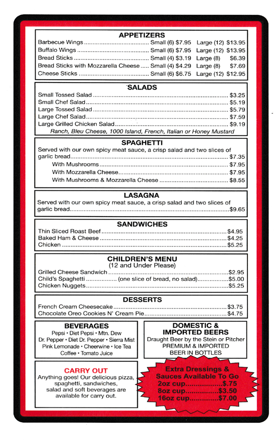 KING'S INN PIZZA PARLOR, 112 N. Van Buren Rd., Eden, NC, 336-627-1706